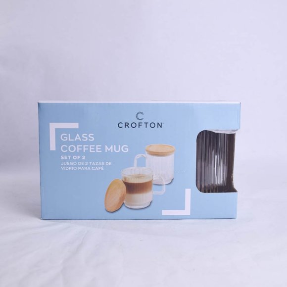 Crofton | Dining | Crofton Clear Rib Glass Coffee Mugs Set Of 2 With ...